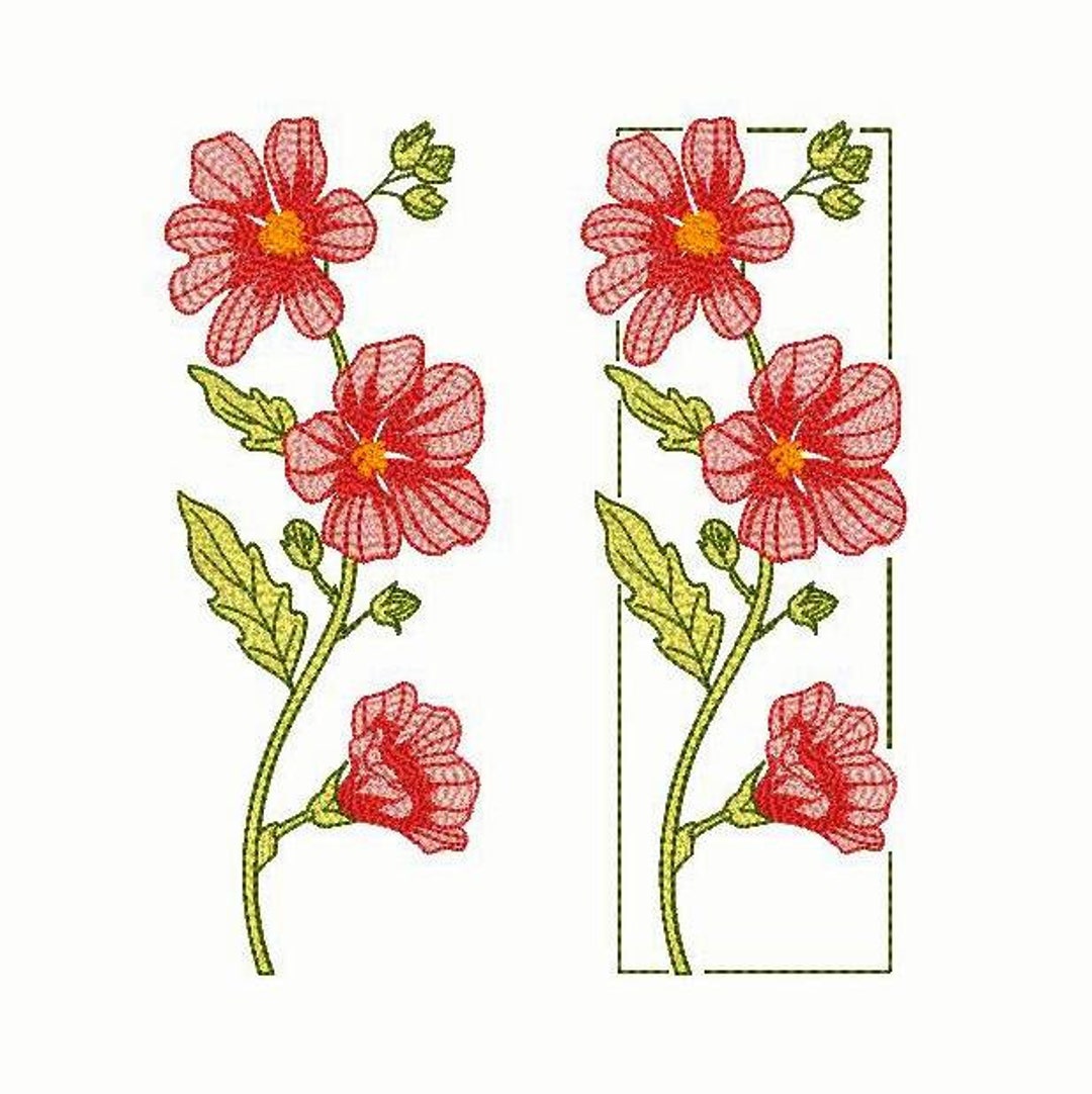 Flower Machine Embroidery Design - 4 Sizes, Digital Flower Branch File ...