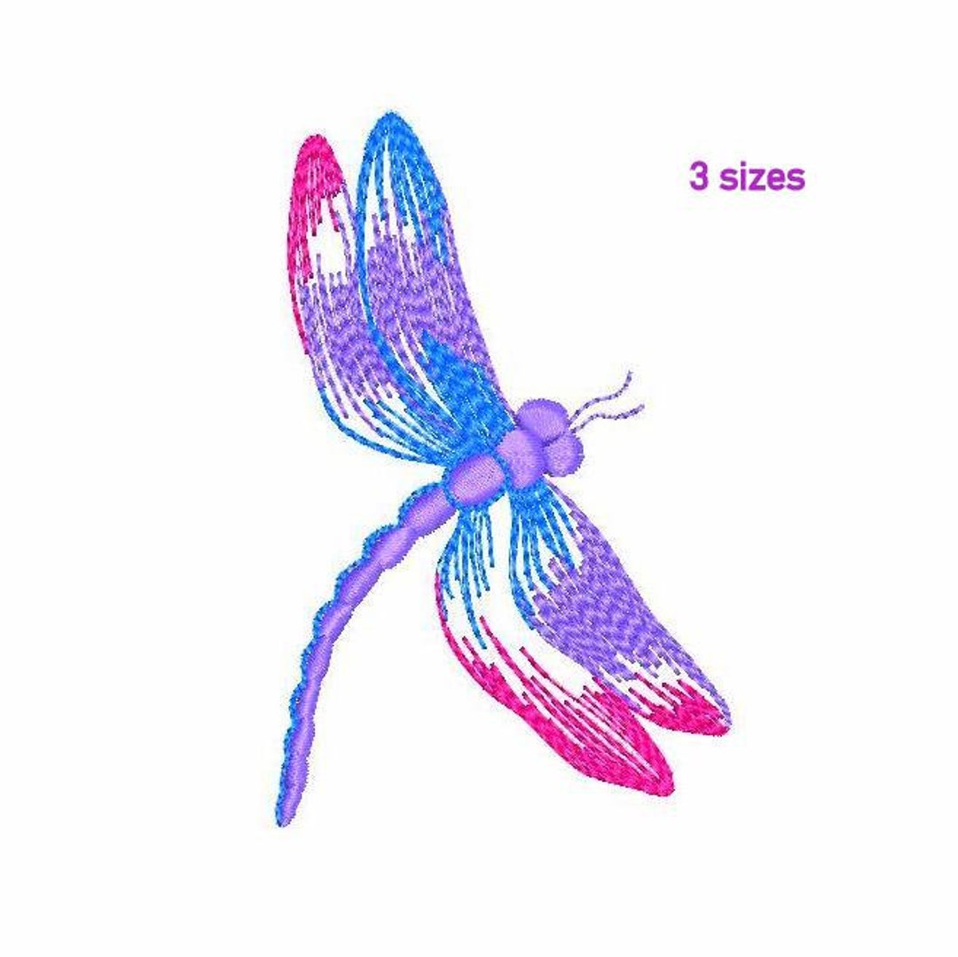 Dragonfly Machine Embroidery Design 3 SIZES, Flying Dragonfly Digital ...