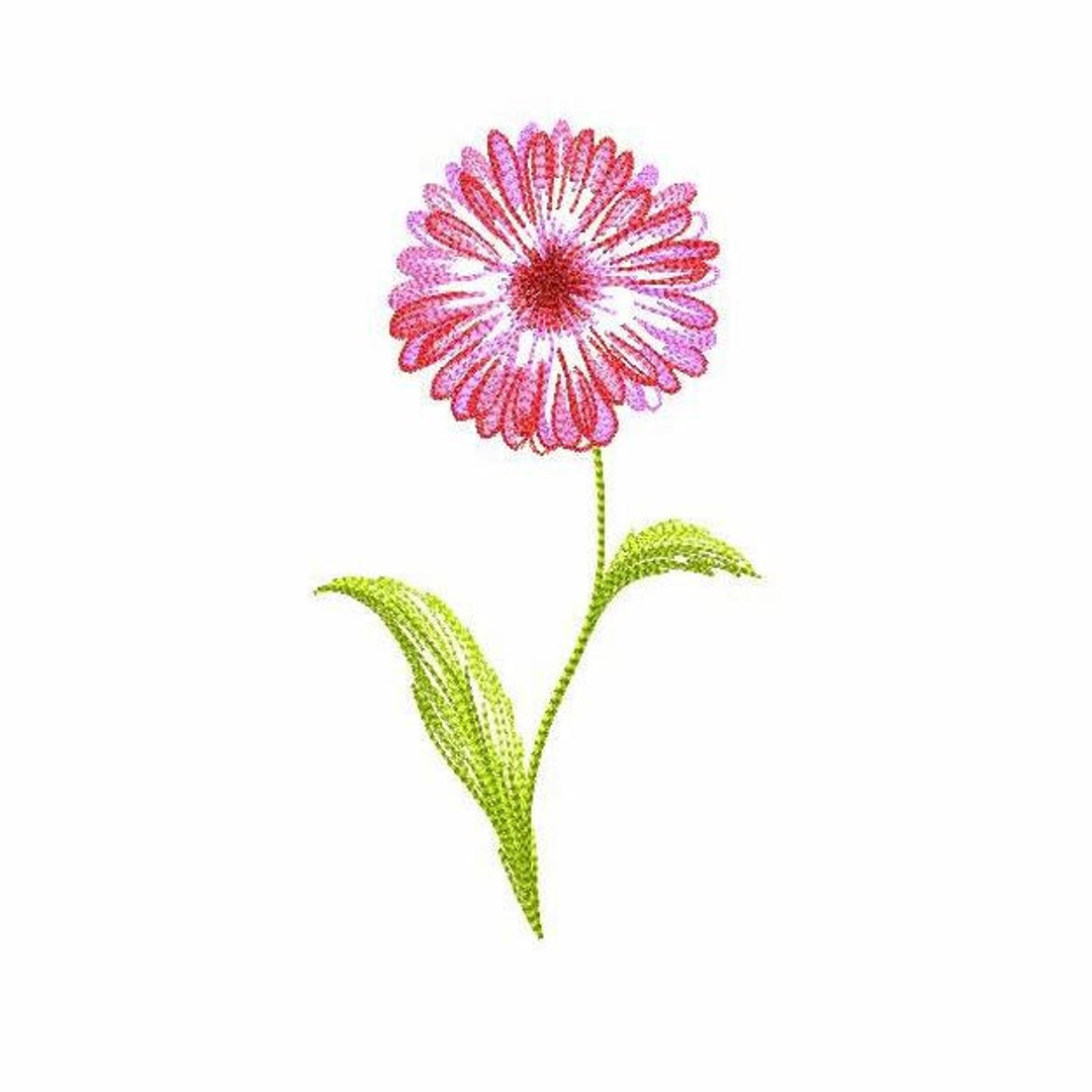 Gerbera Daisy Machine Embroidery Design, Digital Machine Embroidery ...