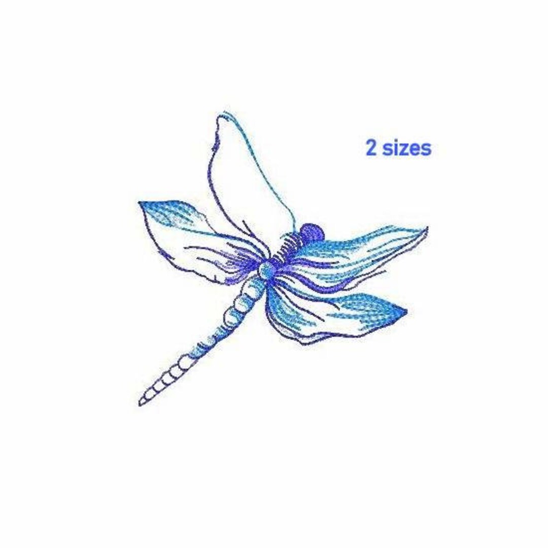 Dragonfly Machine Embroidery Design 2 SIZES, Flying Dragonfly Digital ...