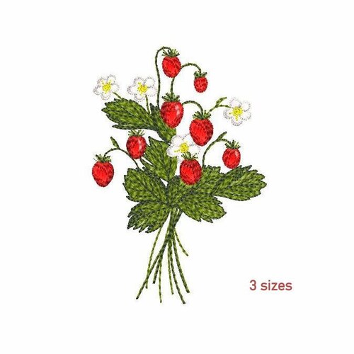 Strawberry Embroidery Design 5 Sizes Instant Download - Etsy