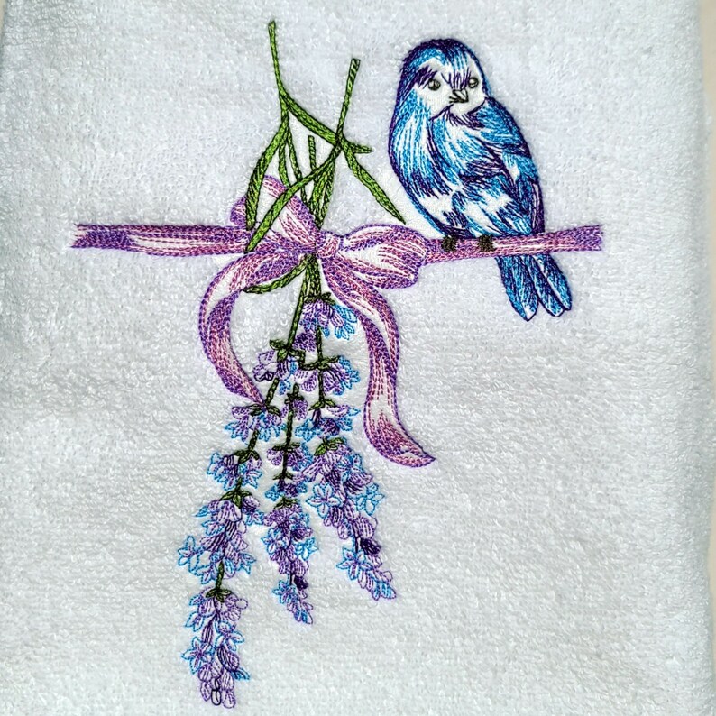 Bird and Lavender Machine Embroidery Design 5 SIZES Beautiful - Etsy