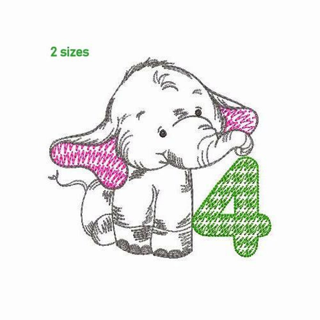 Baby Elephant Machine Embroidery Design 2 SIZES, Elephant Digital ...