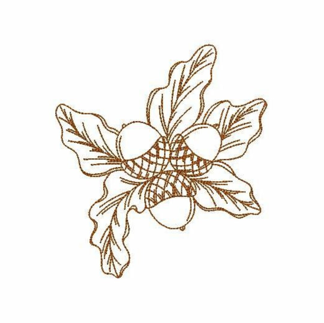 Acorns Machine Embroidery Design 4 SIZES, Autumn Acorns With Oak Leaves ...