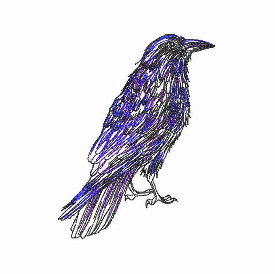 Raven Machine Embroidery Design 6 SIZES, Dark Raven Digital Embroidery ...