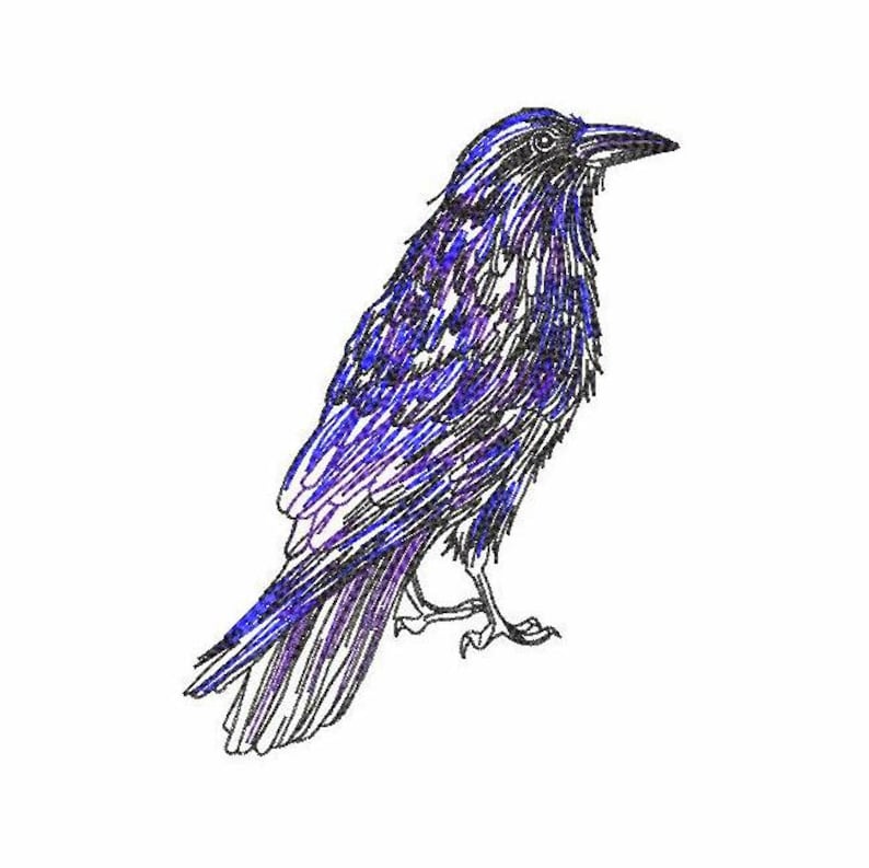 Raven Machine Embroidery Design 6 SIZES, Dark Raven Digital Embroidery ...