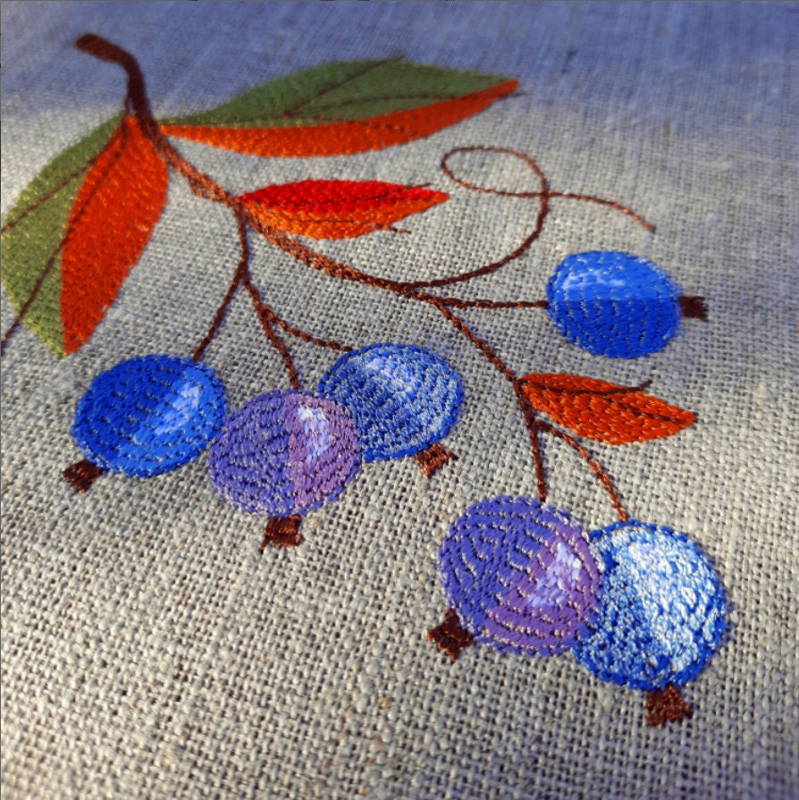 Autumn Berries Branch Machine Embroidery Design Sketch | Etsy