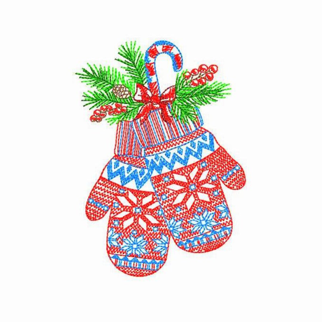 Pair of Mittens Machine Embroidery Design 4 SIZES, Sketch Machine ...