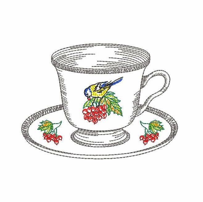 Tea Cup SET Machine Embroidery Designs 6 Beautiful Cups With - Etsy