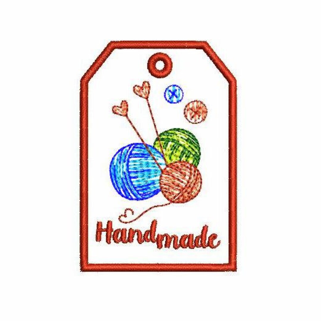 Gift Tag Handmade Machine Embroidery Design, Present Label Digital ...
