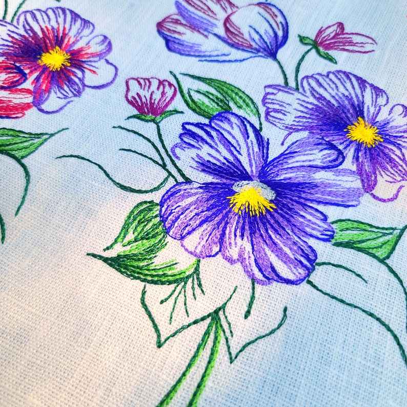 Pansies Machine Embroidery Design, Sketch Machine Embroidery Pansies ...