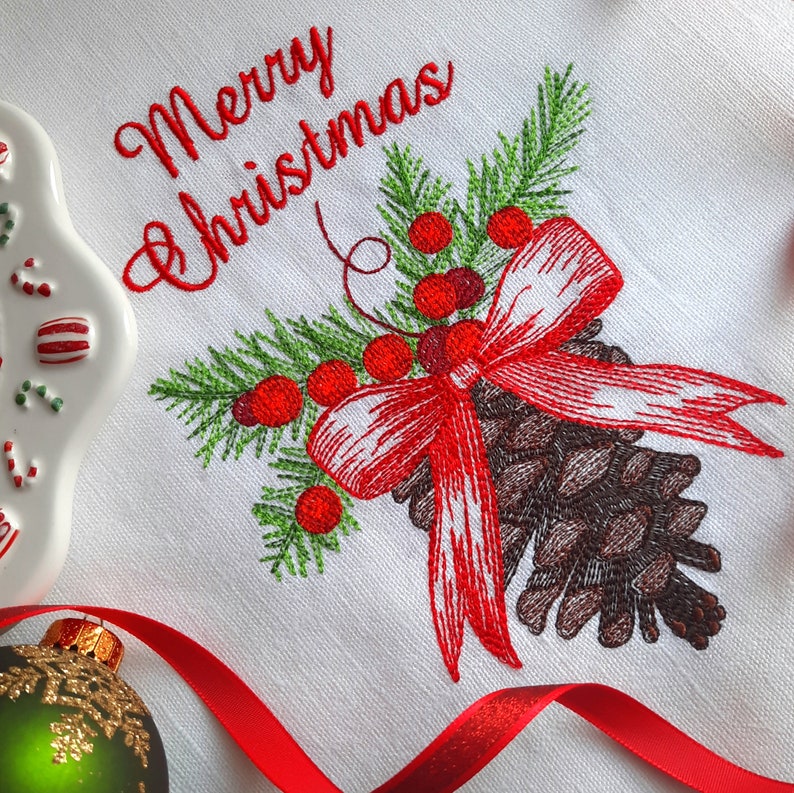 Christmas Pine Cone Machine Embroidery Design 4 SIZES - Etsy