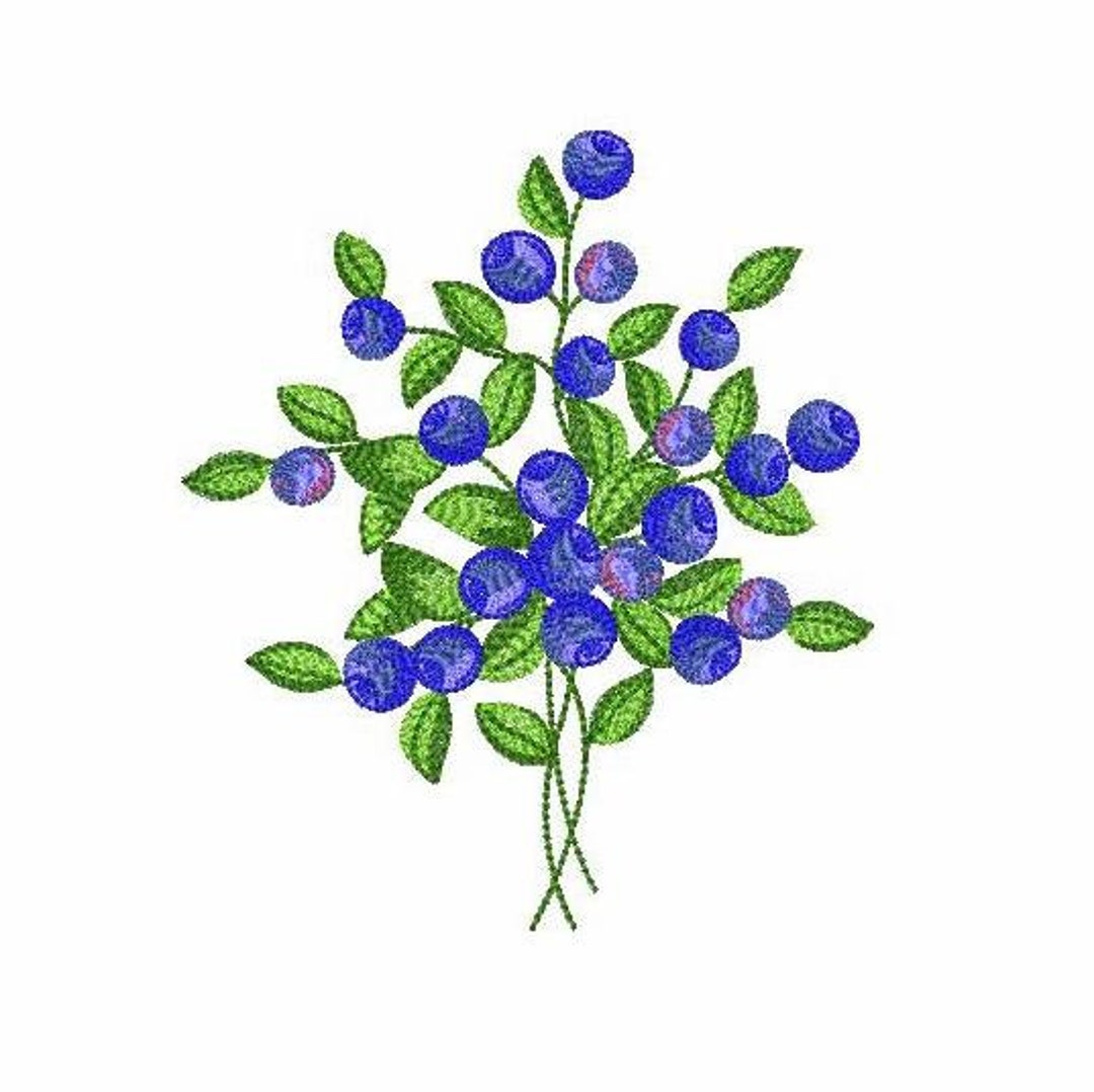 Blueberry Machine Embroidery Design, Blueberry Bouquet Digital ...