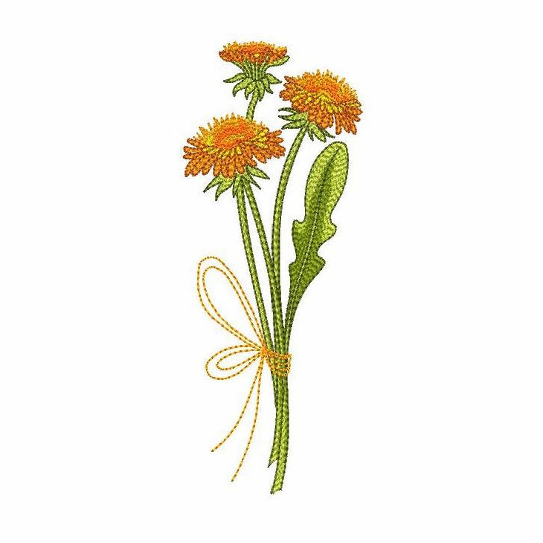 Dandelions Machine Embroidery Design - 4 Sizes, Yellow Wildflower ...