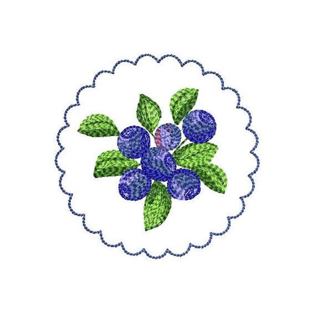 Blueberry Machine Embroidery Design - Digital Berry Embroidery File ...