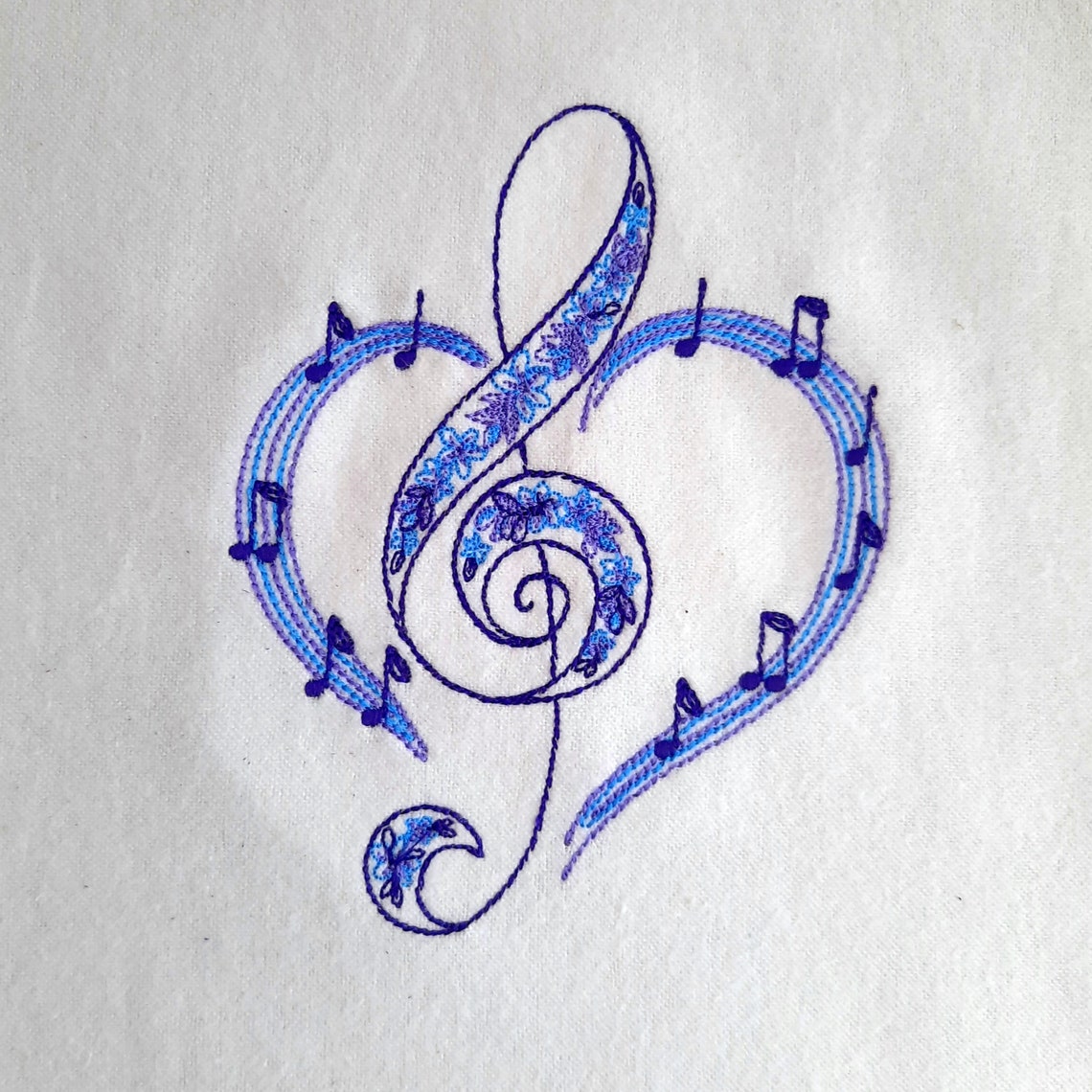 Treble Clef Machine Embroidery Design 3 SIZES Sketch Machine | Etsy