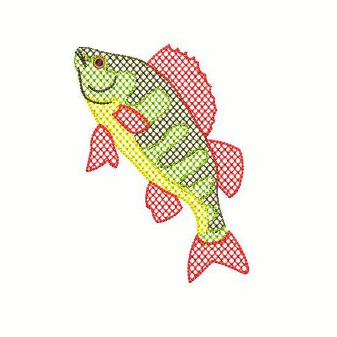 Perch Machine Embroidery Design, Bass Fish Digital Embroidery File ...