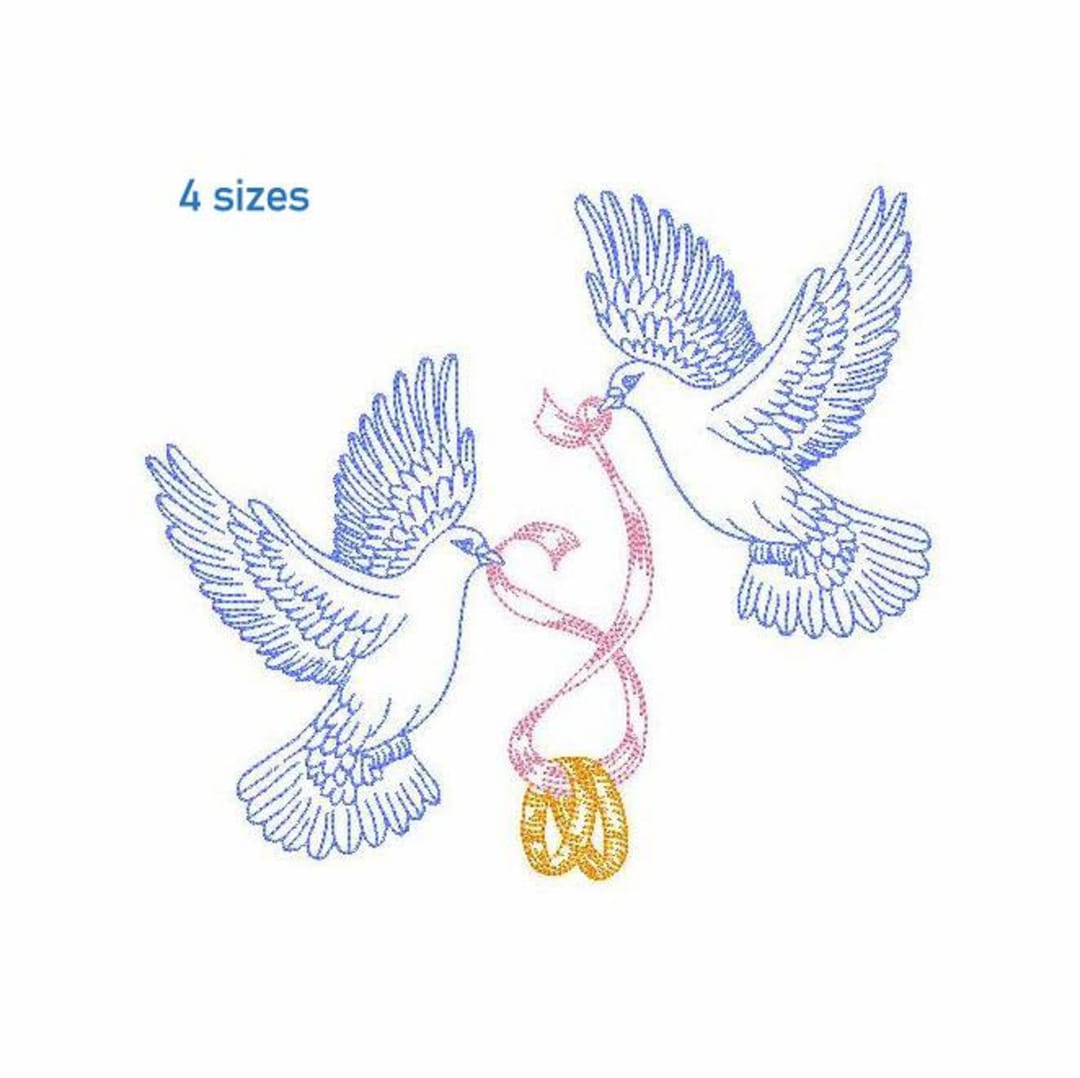 Wedding Doves Machine Embroidery Design 4 SIZES Wedding - Etsy