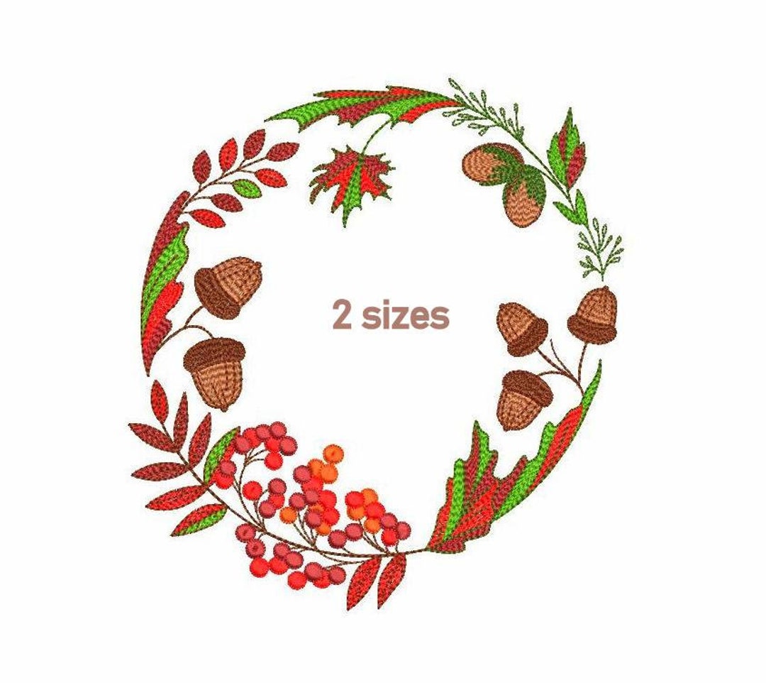 Autumn Wreath Machine Embroidery Design 2 SIZES, Sketch Machine ...