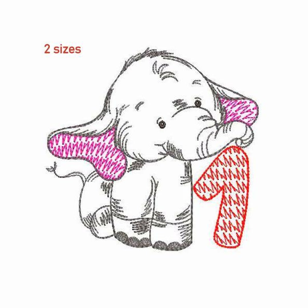 Baby Elephant Machine Embroidery Design 2 SIZES, Boy Birthday Digital ...