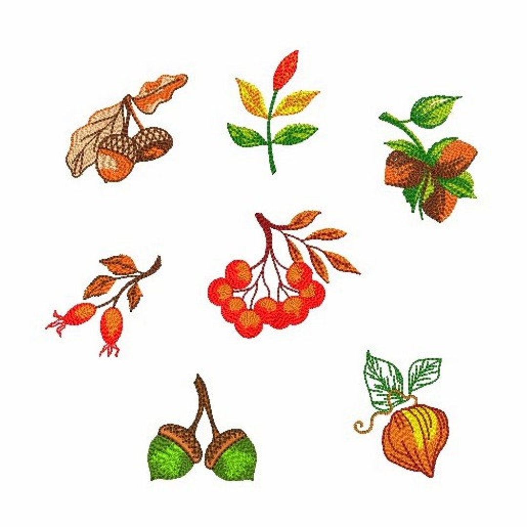 Fall SET - 7 Beautiful Autumn Machine Embroidery Designs in 3 Sizes ...