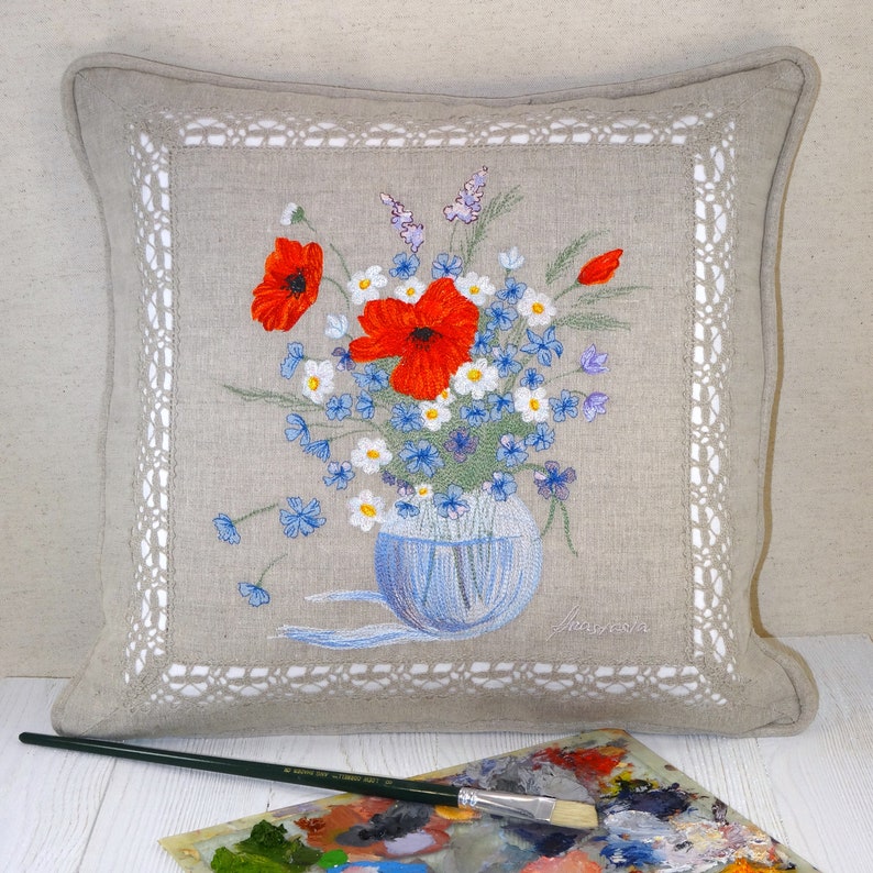 Floral Bouquet Machine Embroidery Design 3 SIZES, Red Poppies and ...