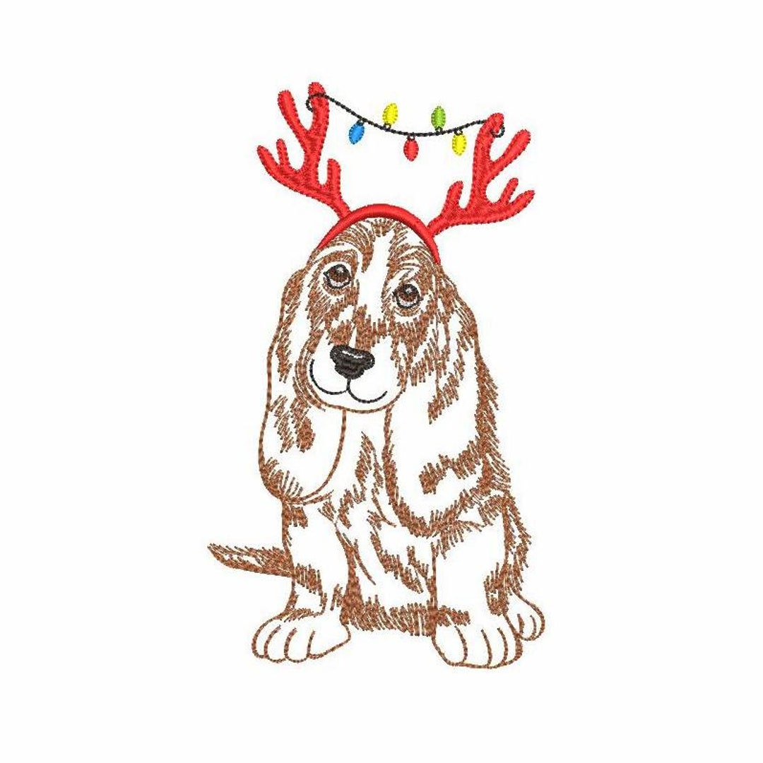 Christmas Puppy Machine Embroidery Design 4 SIZES, Christmas Dog ...