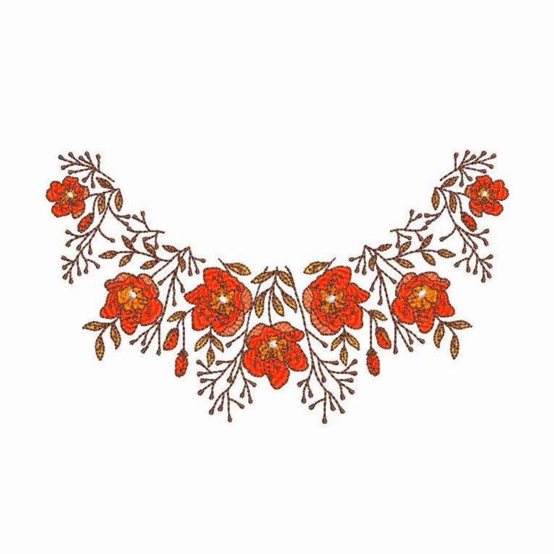 Flowers Border Machine Embroidery Design 3 SIZES, Flowers Ornament ...