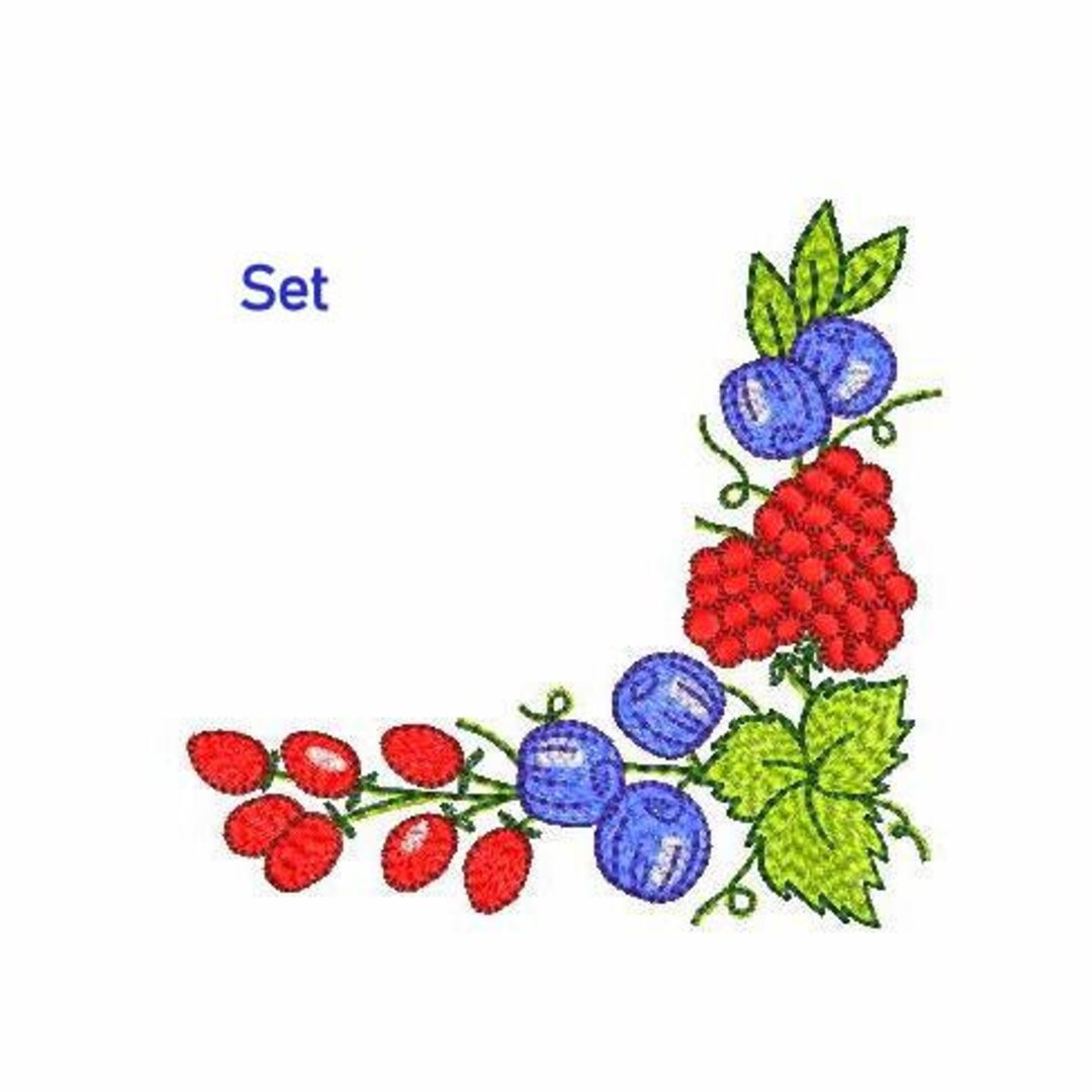 Berry Corner SET Machine Embroidery Designs, Berry Branches Digital ...