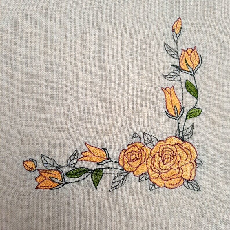 Rose Flowers Corner Machine Embroidery Design 2 SIZES, Rose Flowers ...