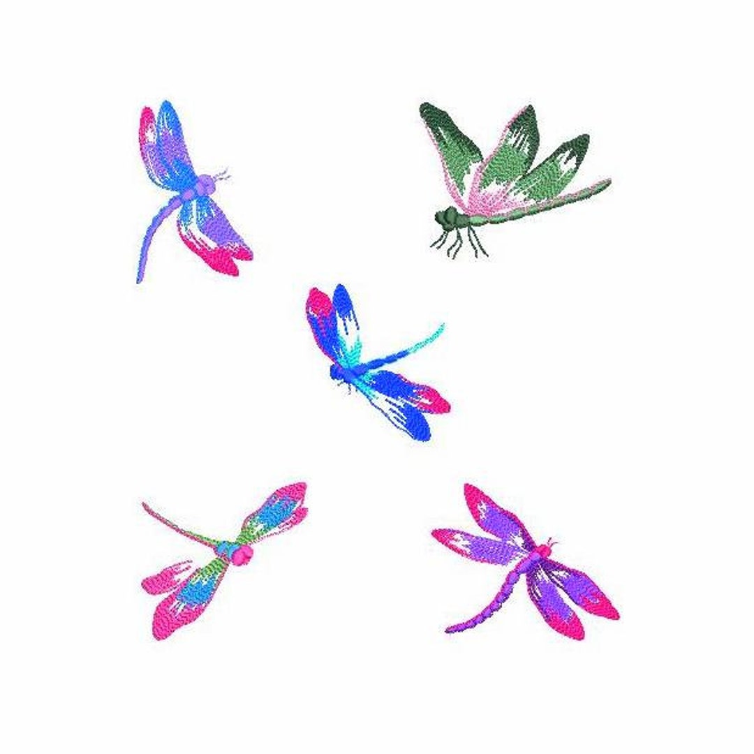 Dragonflies SET Machine Embroidery Design 3 SIZES, Flying Dragonfly ...