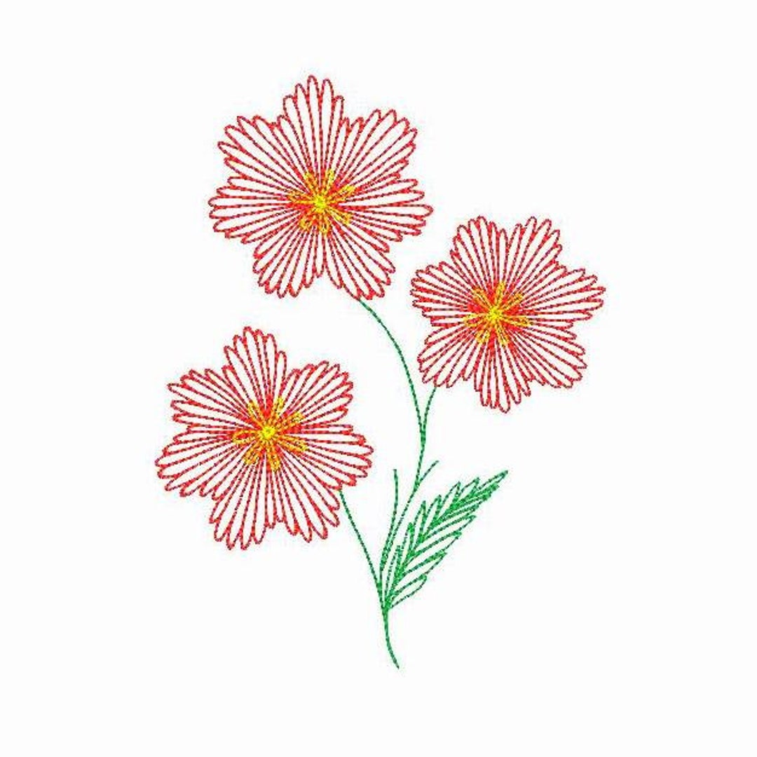 Gerbera Daisy Machine Embroidery Design, Digital Machine Embroidery ...