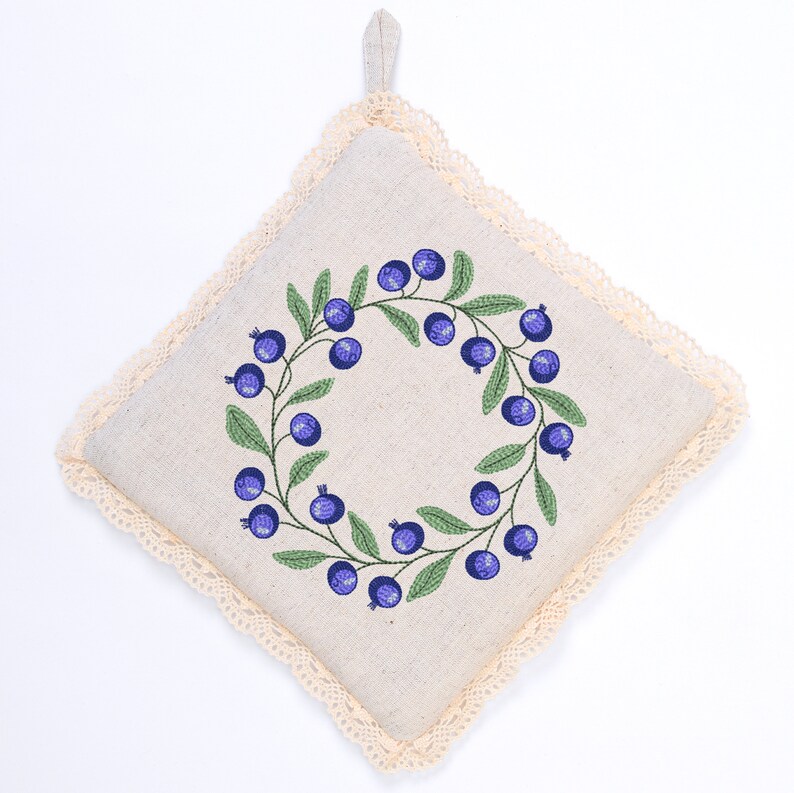 Blueberry Wreath Machine Embroidery Design 4 SIZES, Blueberry Digital ...