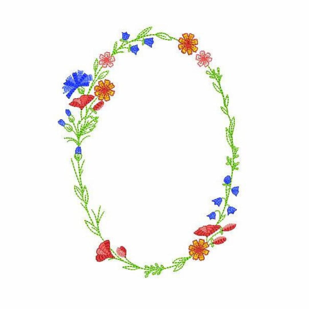 Floral Monogram Frame Machine Embroidery Design, Digital Machine ...