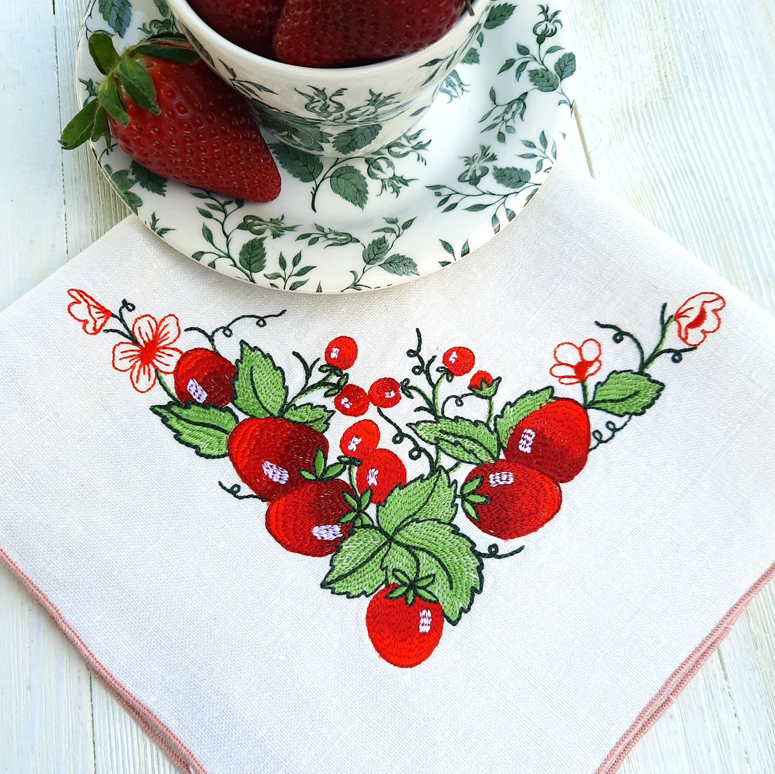 Strawberry Corner SET in 2 Sizes Machine Embroidery Design | Etsy
