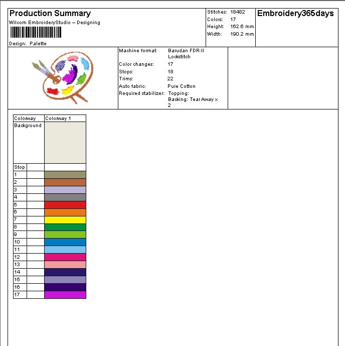 Artist's Palette Machine Embroidery Design, Sketch Machine Embroidery ...