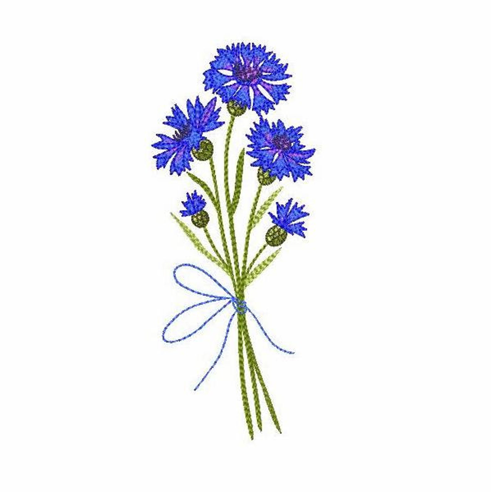 Cornflower Bouquet Machine Embroidery Design - 4 Sizes, Blue Cornflower ...