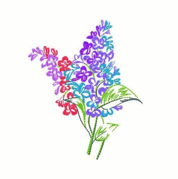 Lilac Machine Embroidery Design Sketch Machine Embroidery Etsy