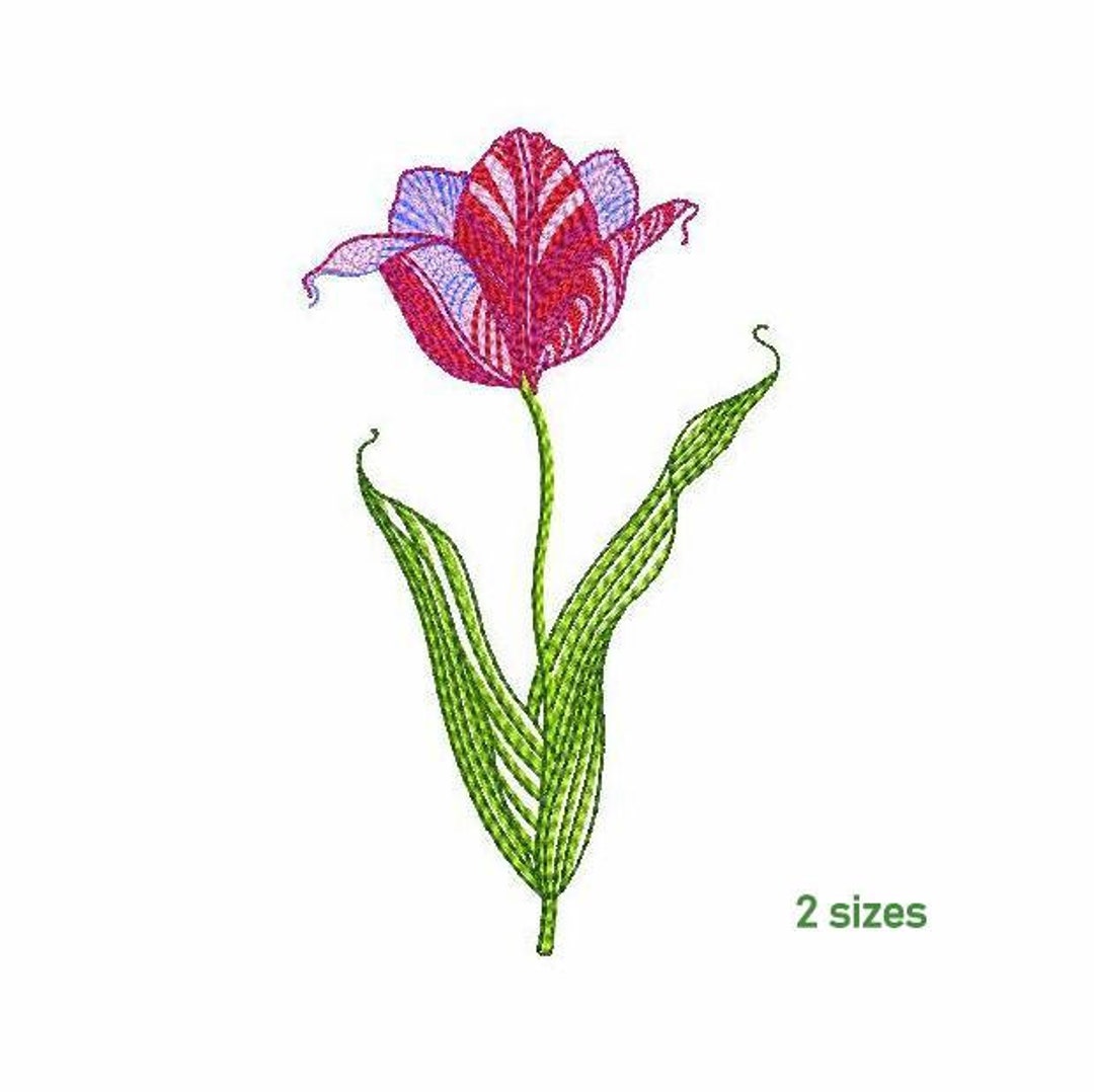 Tulip Machine Embroidery Design - 2 Sizes, Digital Tulip Flower, Spring ...