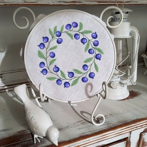 Blueberry Wreath Machine Embroidery Design 4 SIZES, Blueberry Digital ...