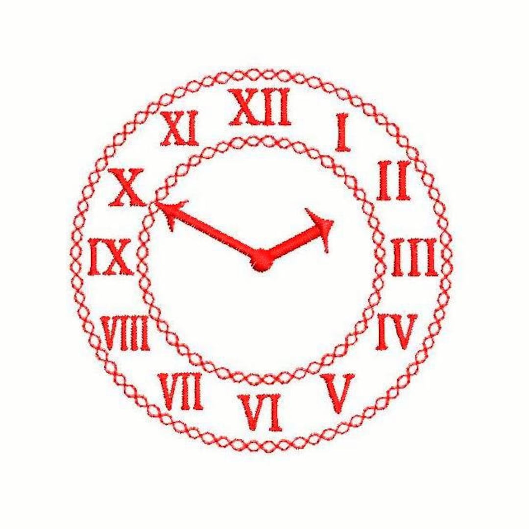 Clock Face Machine Embroidery Design, Sketch Machine Embroidery Clock ...