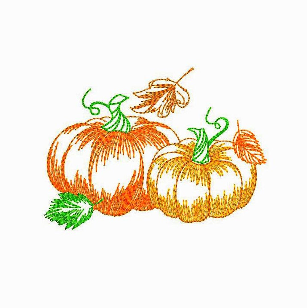 Fall Pumpkins Machine Embroidery Design 5 SIZES, Thanksgiving Pumpkins ...