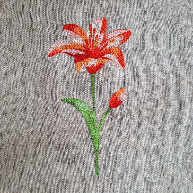 Lily Machine Embroidery Design 3 SIZES Sketch Machine | Etsy