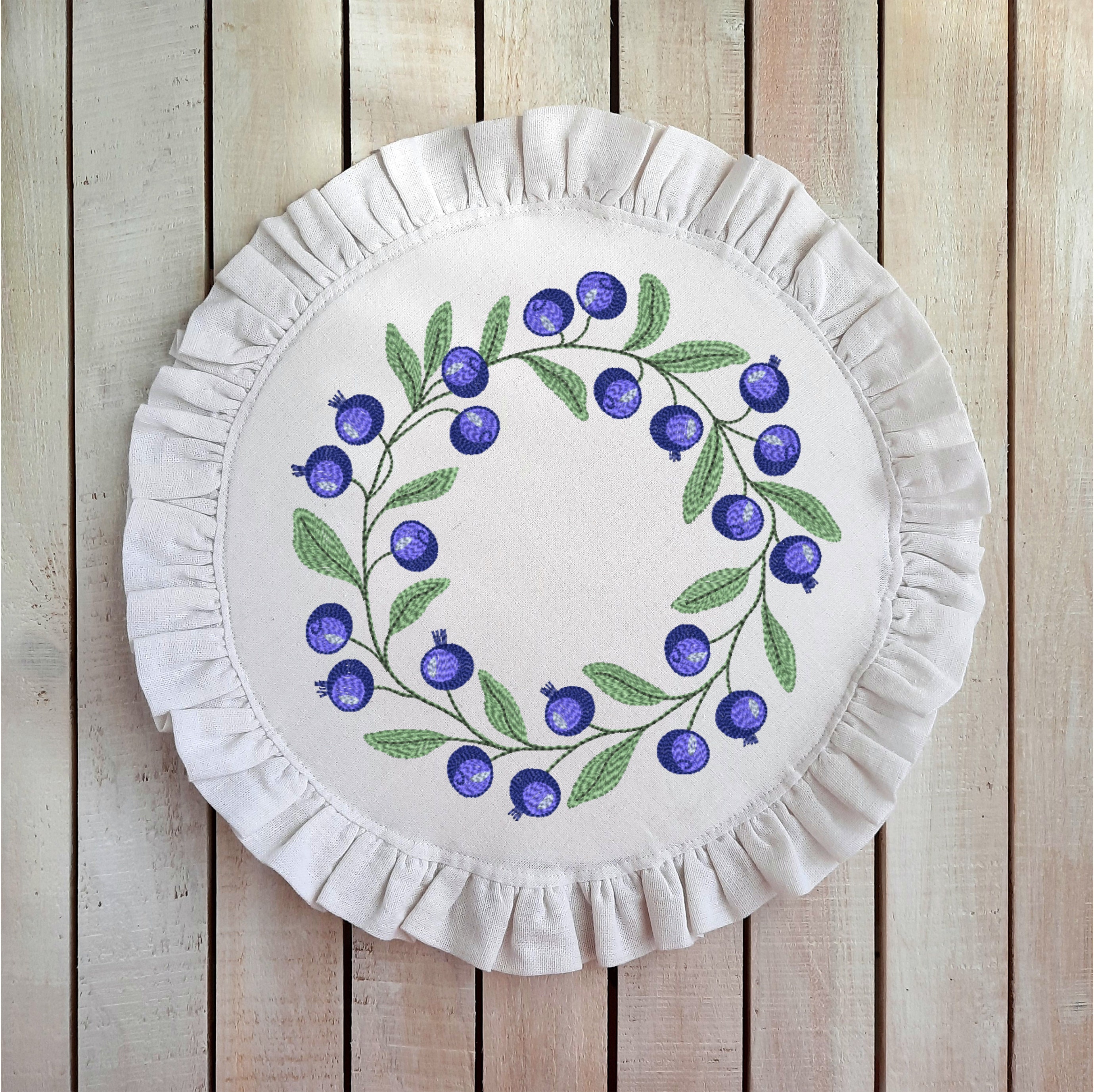 Blueberry Wreath Machine Embroidery Design 4 SIZES, Blueberry Digital ...
