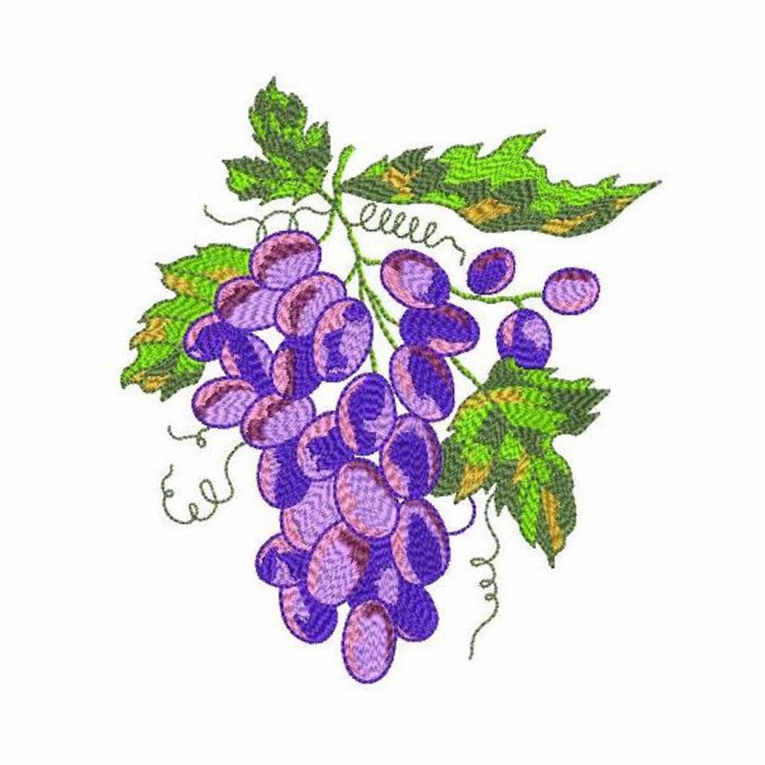 Grape Machine Embroidery Design 3 SIZES, Bunch of Grapes Digital ...