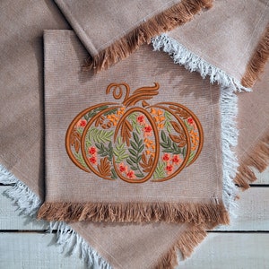 Fall Pumpkin Machine Embroidery Design 5 SIZES, Thanksgiving Pumpkin ...