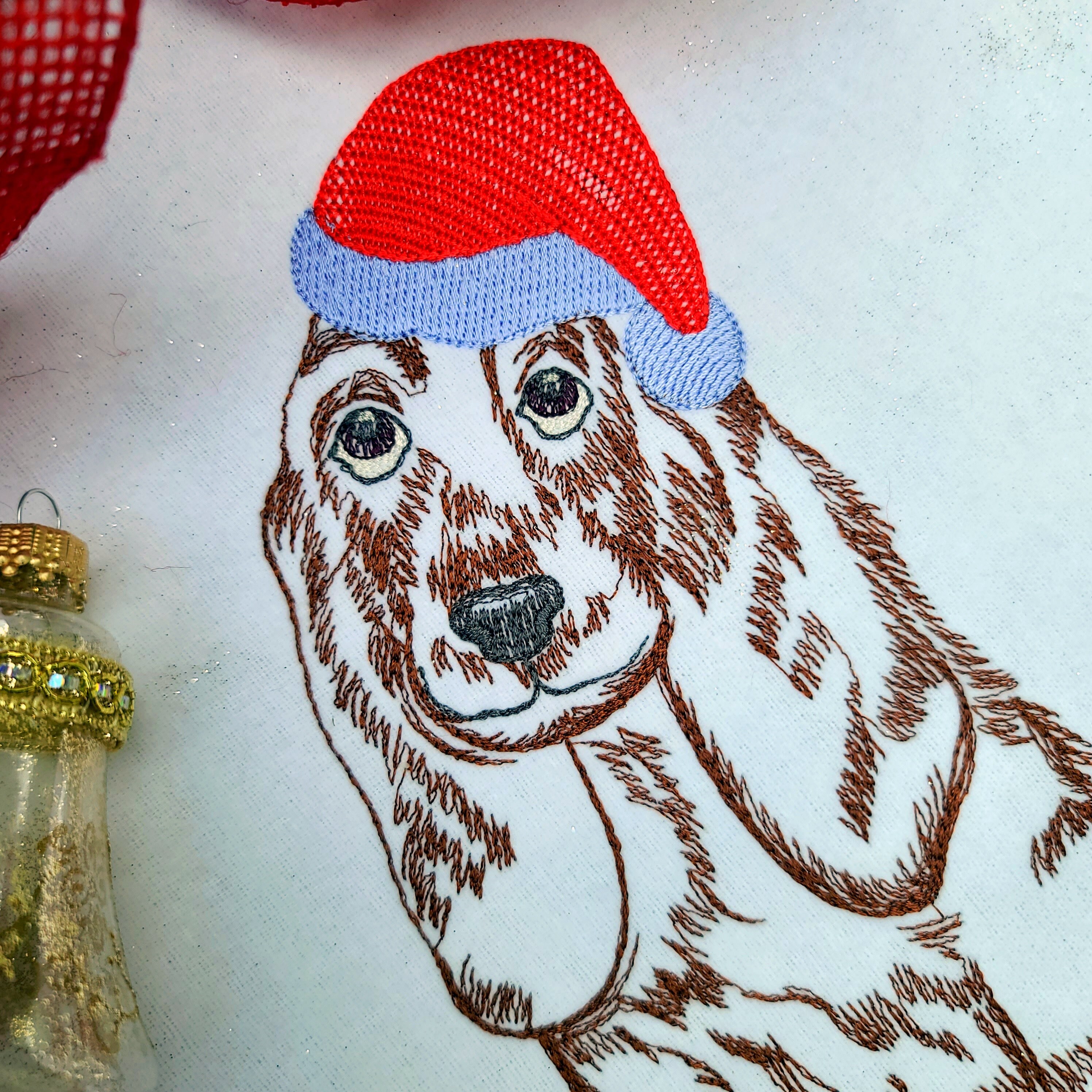 Christmas Puppy Machine Embroidery Design 2 SIZES Sketch | Etsy