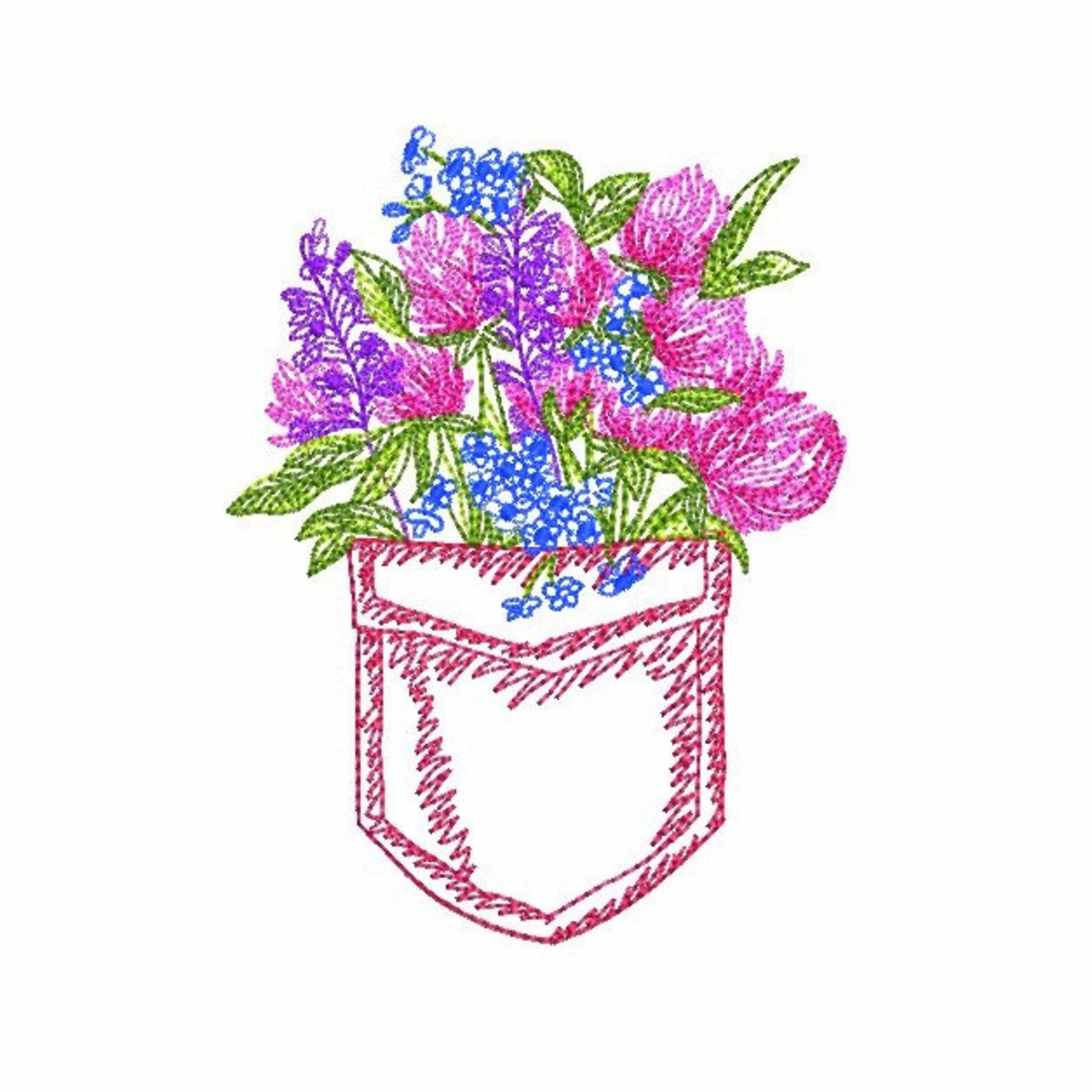 Fake Pocket Flowers Machine Embroidery Design 4 SIZES Faux - Etsy