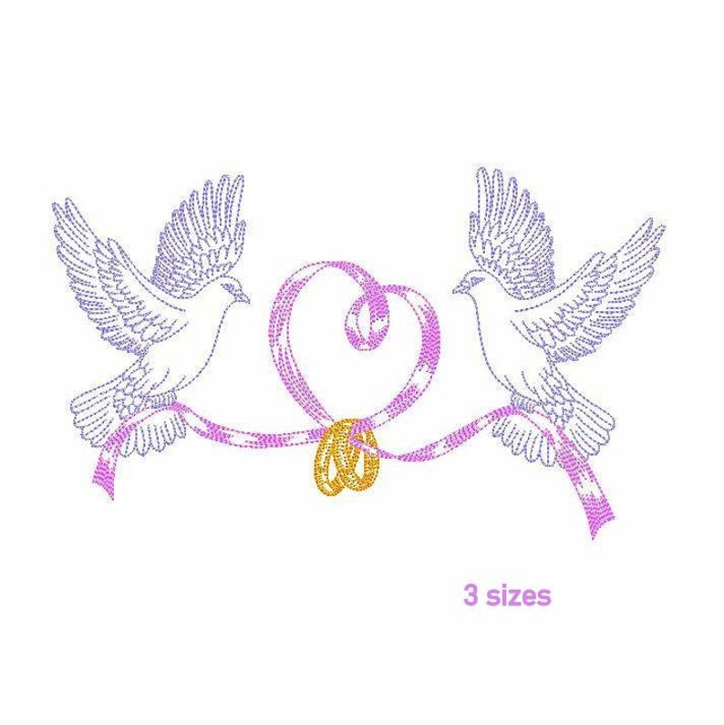 Wedding Doves Machine Embroidery Design 3 SIZES Sketch - Etsy