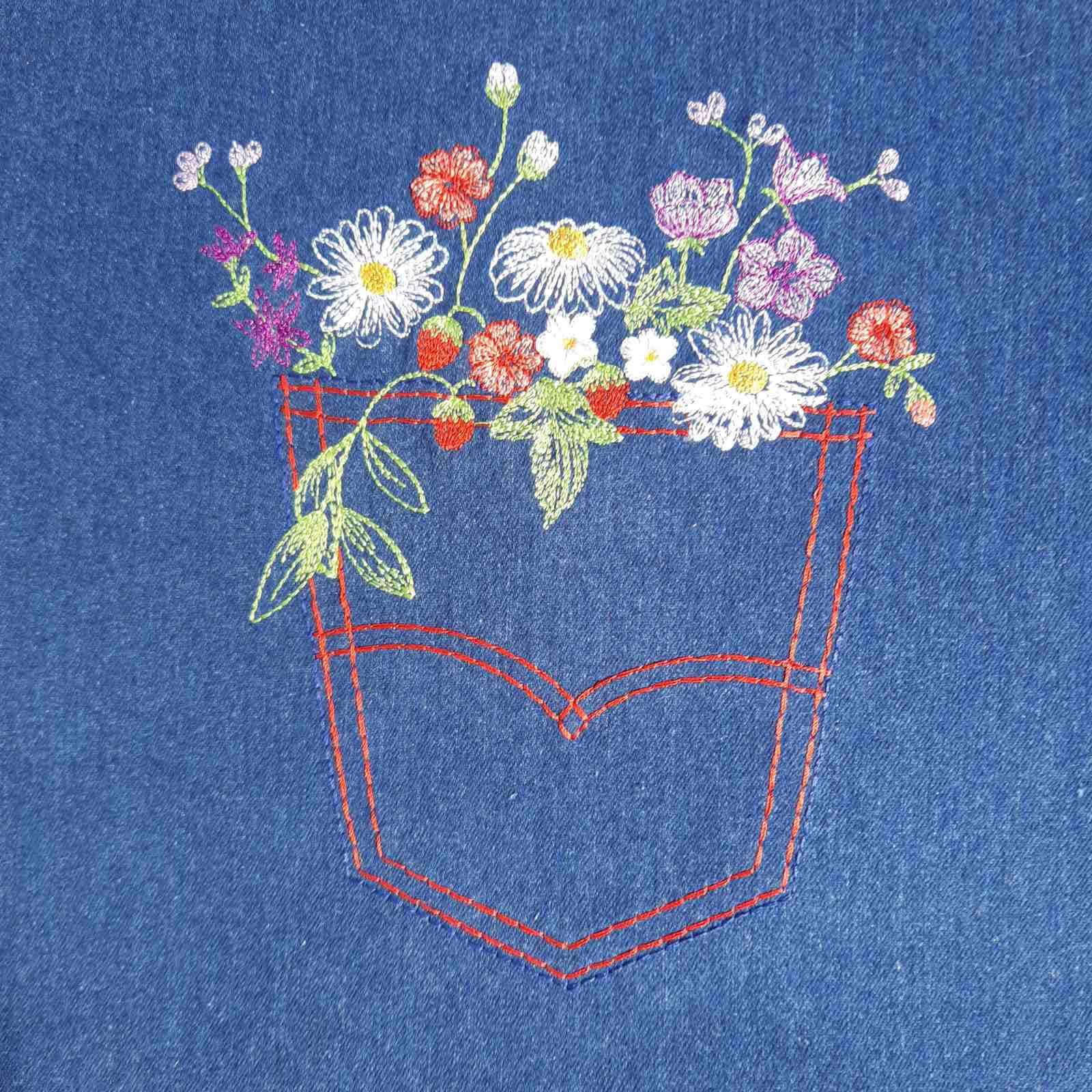 Jeans Pocket Flowers Machine Embroidery Design Sketch Machine - Etsy